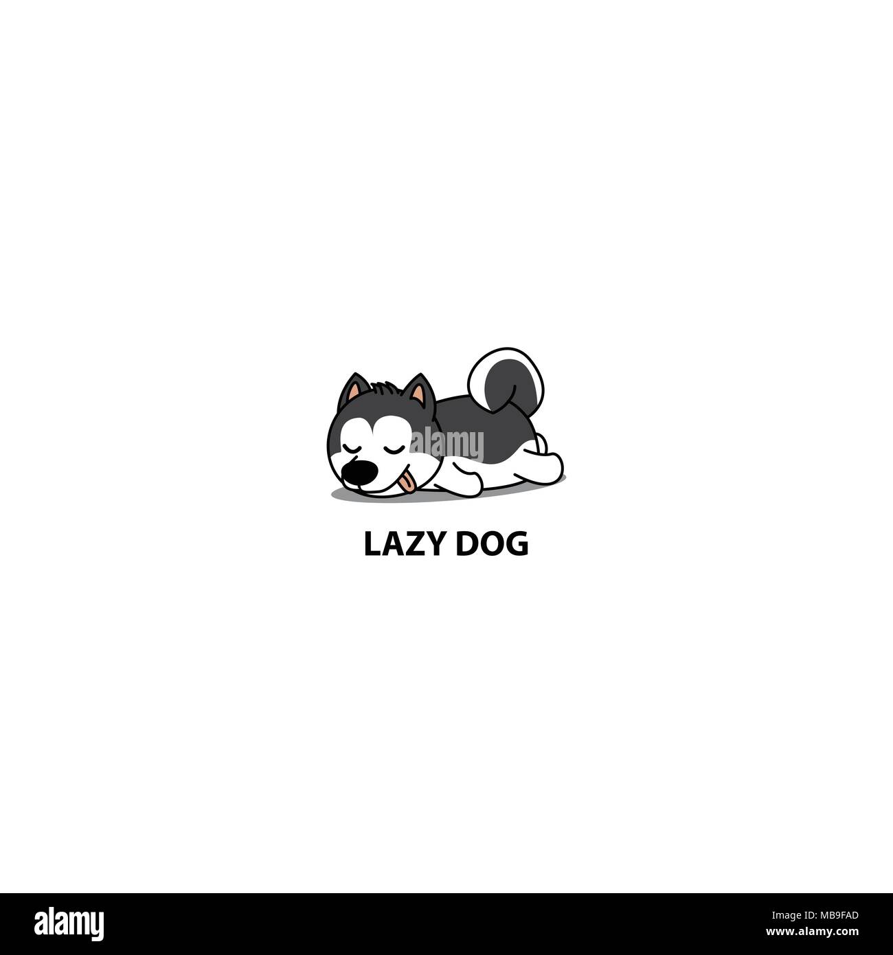 Lazy dog, cute siberian husky puppy sleeping icon, logo design, vector ...