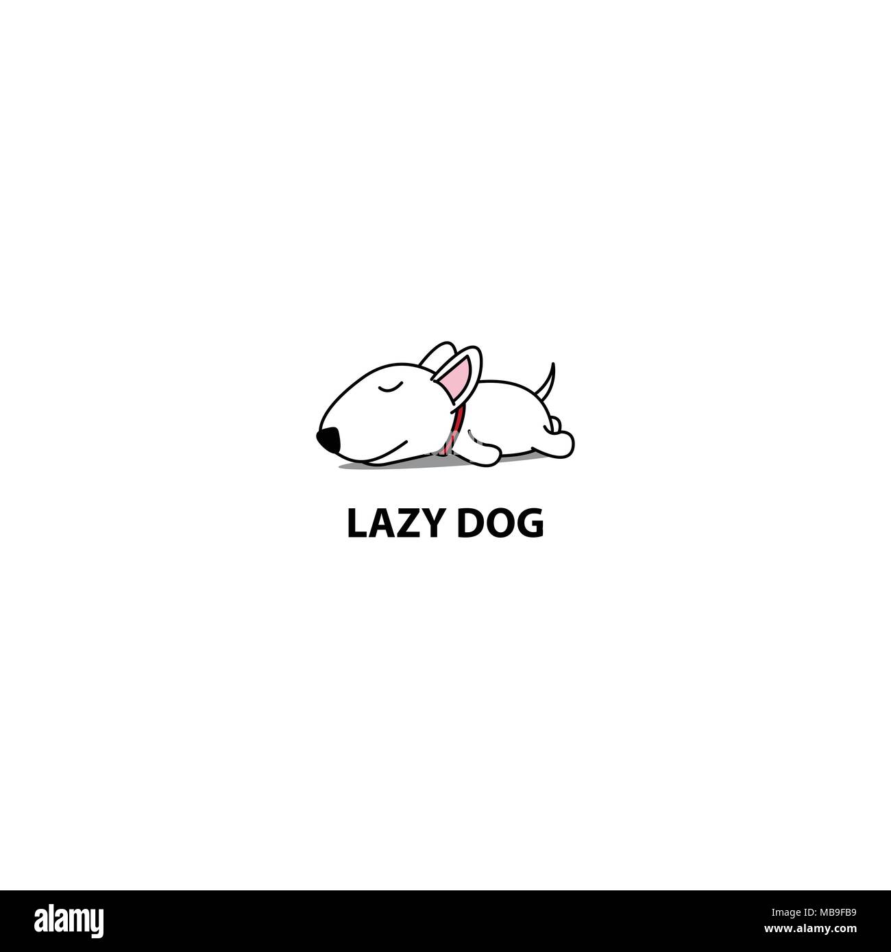 Lazy dog, cute bull terrier puppy sleeping icon, logo design, vector ...
