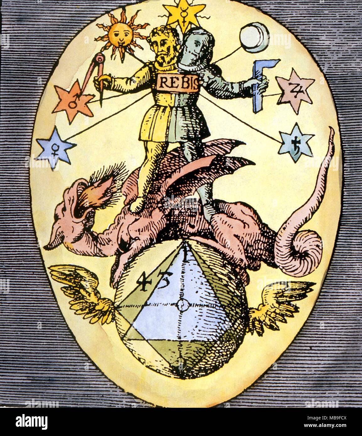 ALCHEMY - ANDROGYNE AND DRAGON. A general image incorporating symbols ...