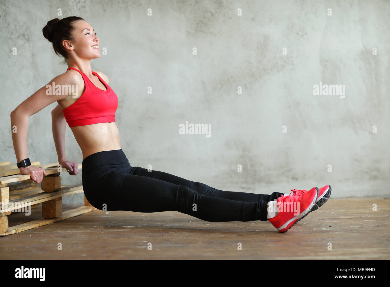 Fitness. Woman doing workout at home Stock Photo - Alamy