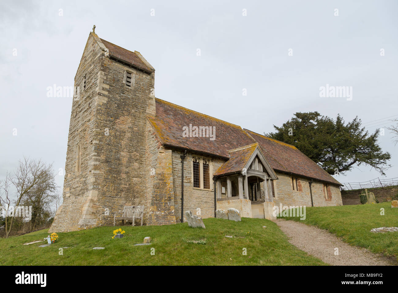 St. Mary's Church, Hill Croome, built in the 14th century, near Naunton ...