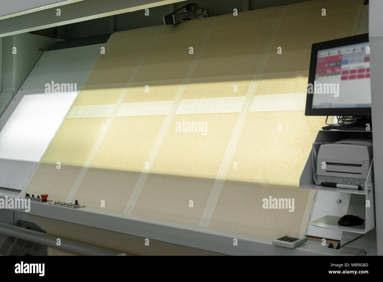textile products and fabric in slides on lamp backlit screen Stock ...