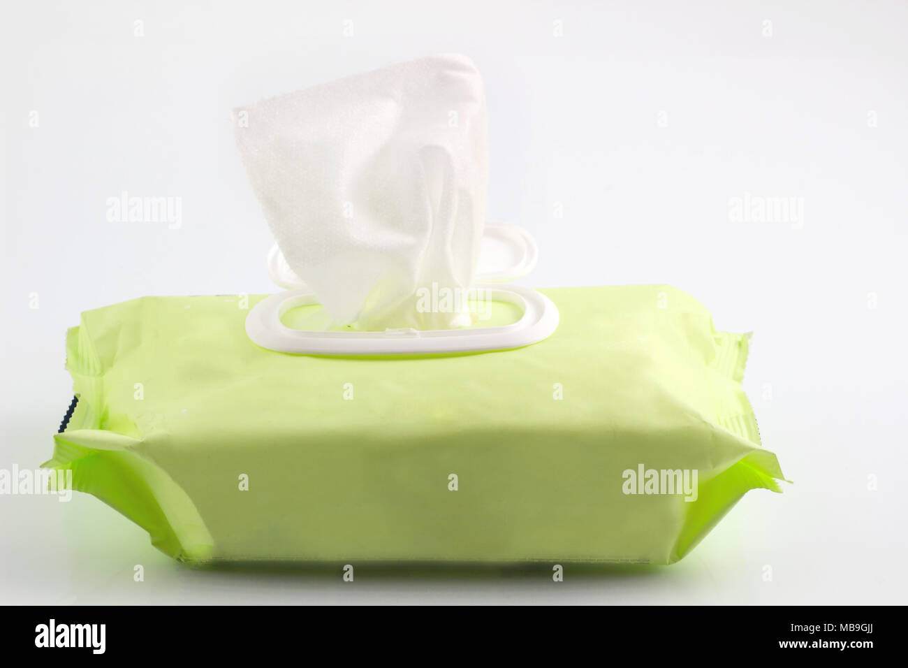 Wet wipes in package box isolated white background, with clipping path ...