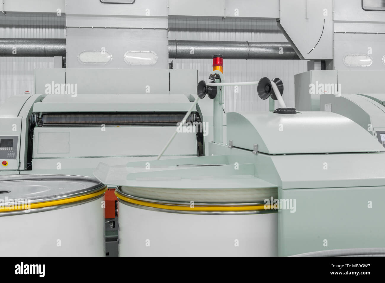 Machinery and equipment in the workshop for the production of thread ...