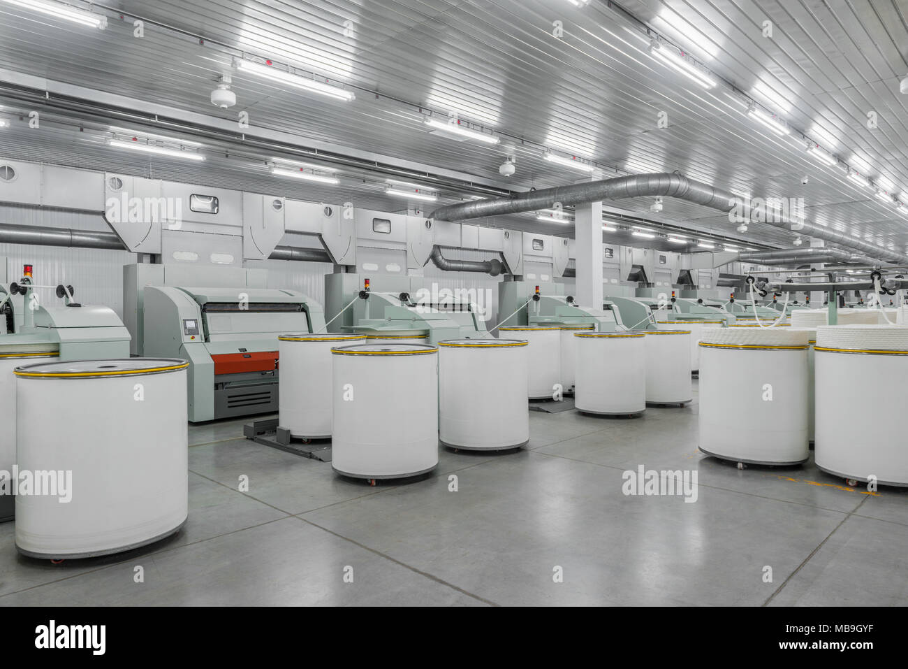 Machinery and equipment in the workshop for the production of thread ...