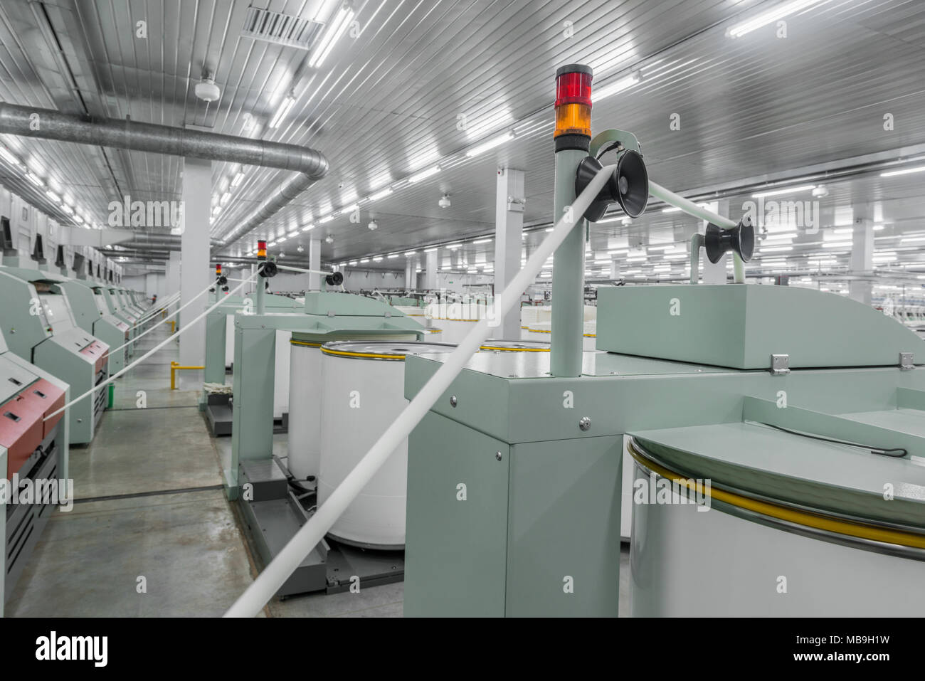 Machinery and equipment in the workshop for the production of thread ...