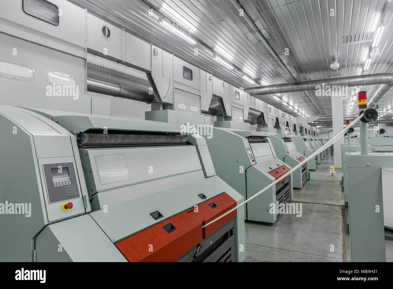 Machinery and equipment in the workshop for the production of thread ...