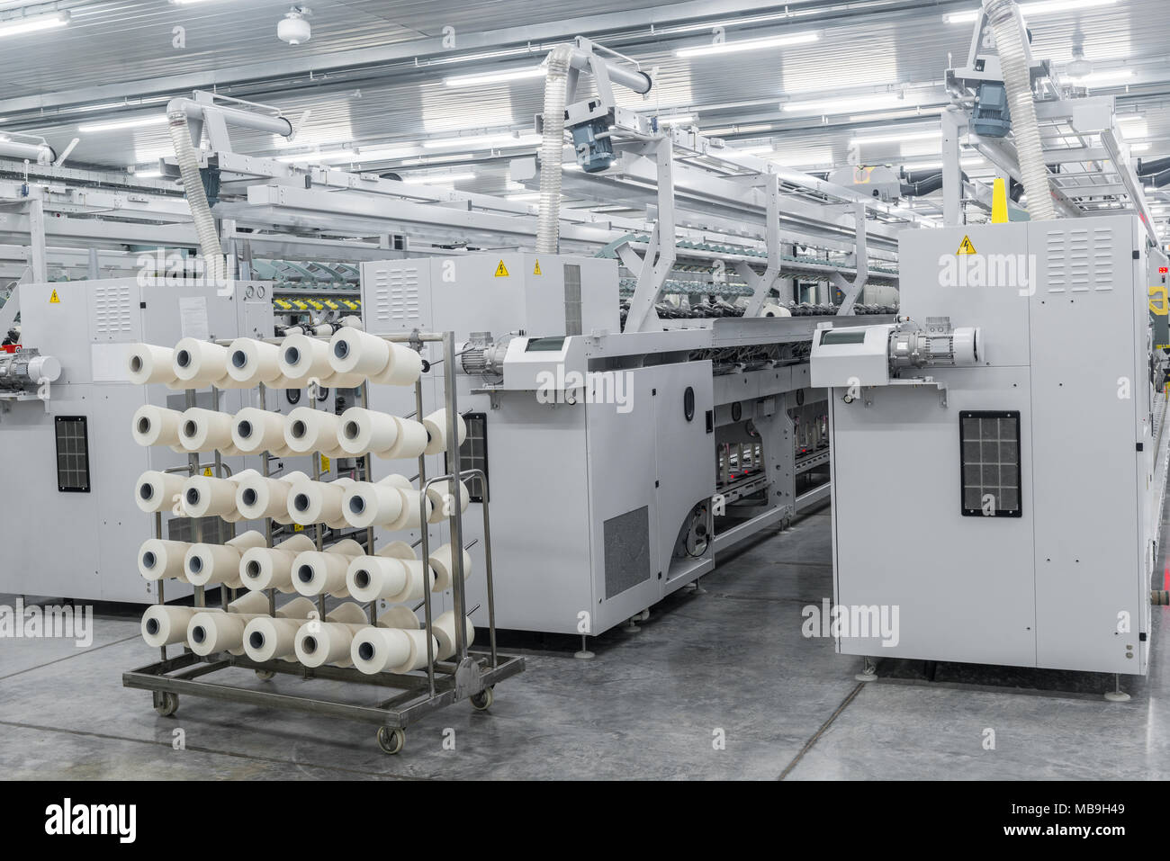 Machinery and equipment in the workshop for the production of thread ...