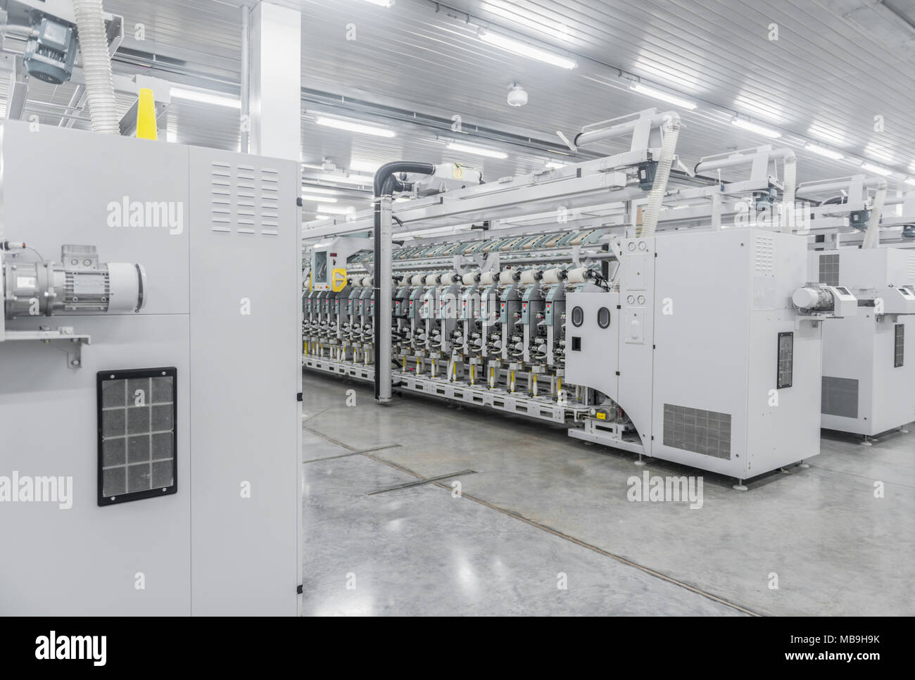 Machinery and equipment in the workshop for the production of thread ...