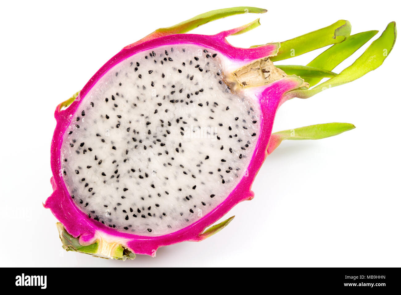 Close up dragon fruit, slice of dragon fruit isolate on white ...