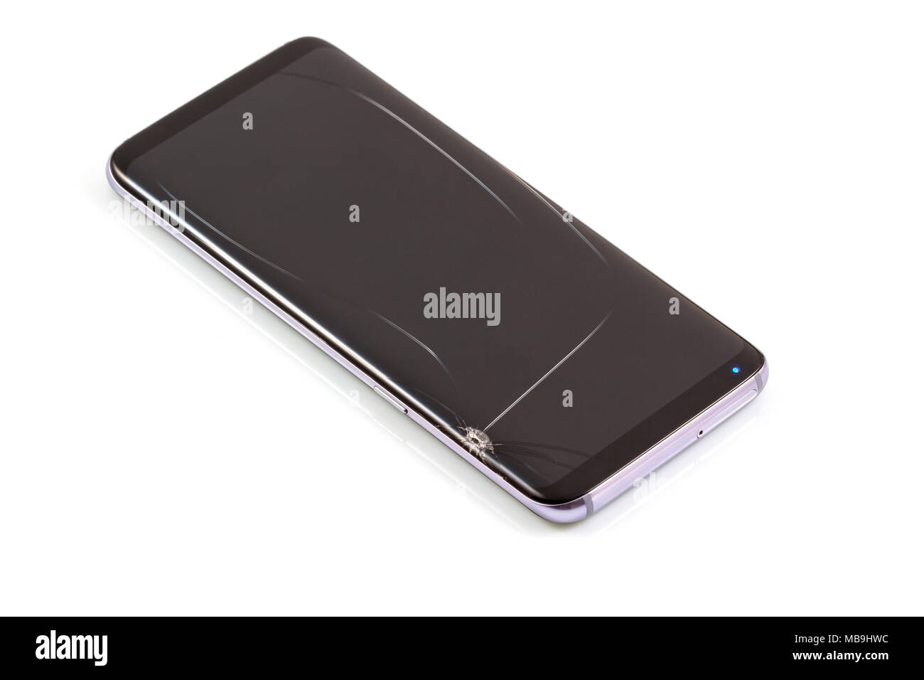 Black modern & new touch screen smartphone with broken screen isolated ...