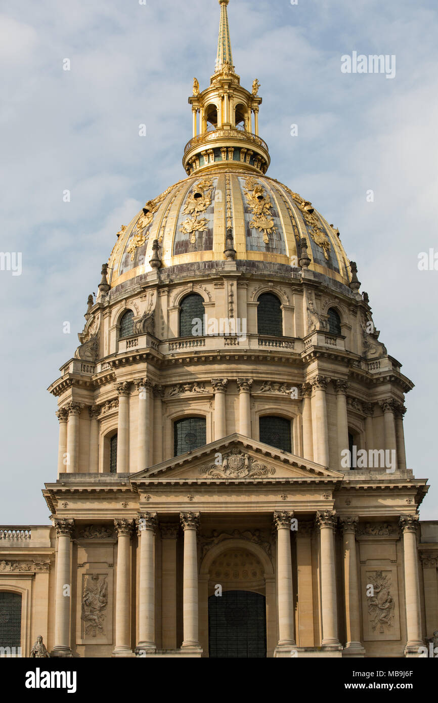 View of Dome des Invalides, burial site of Napoleon Bonaparte, Paris ...