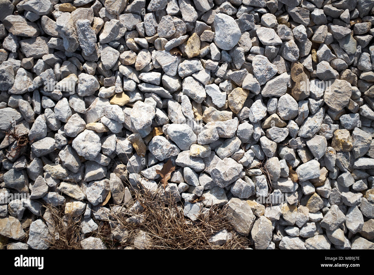Rough coarse grey gravel with irregular shapes and sizes of natural ...