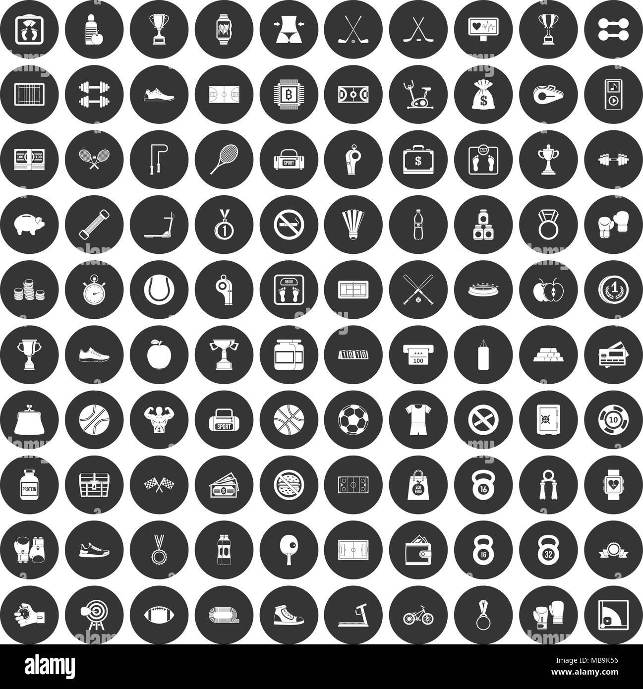 100 basketball icons set black circle Stock Vector Image & Art - Alamy