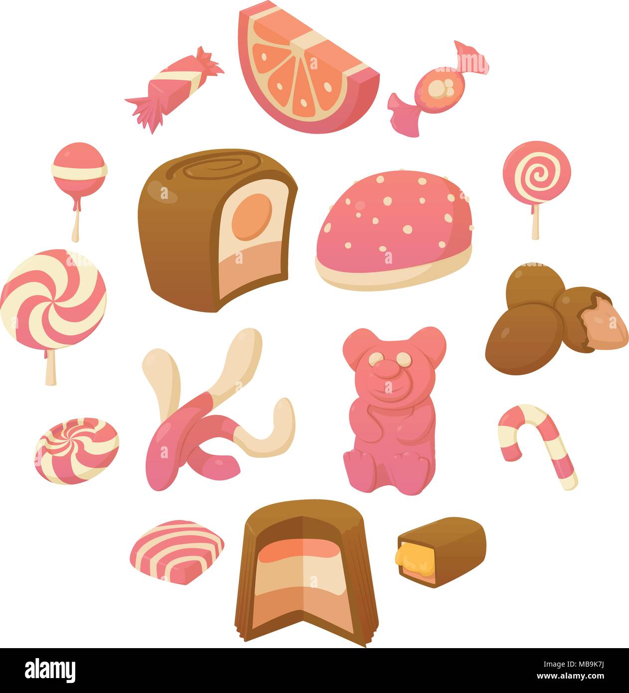 Sweets and candies icons set, cartoon style Stock Vector Image & Art ...