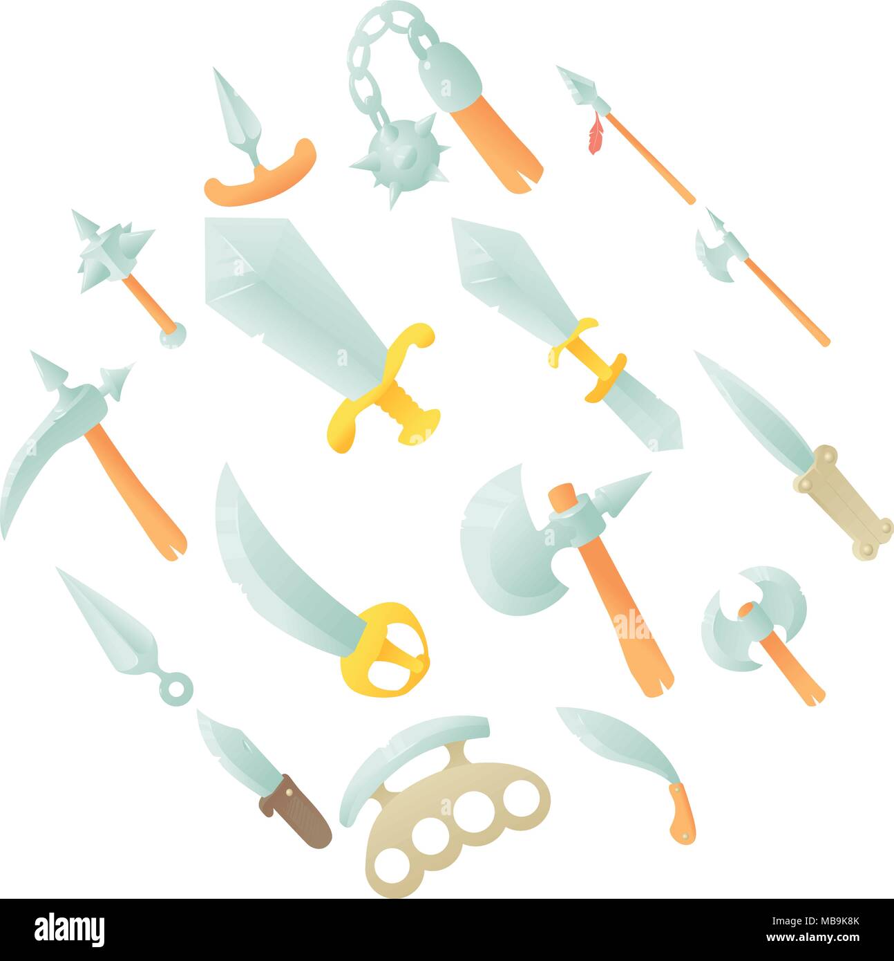 Steel arms items icons set, cartoon style Stock Vector Image & Art - Alamy