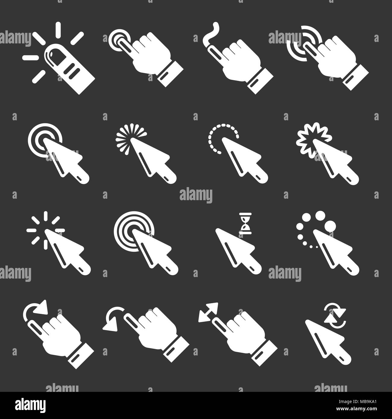 Hand click icons set grey vector Stock Vector Image & Art - Alamy