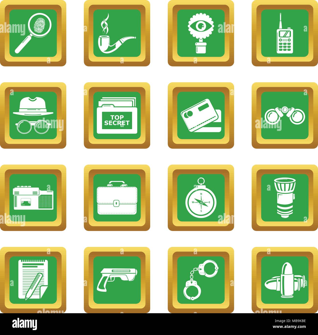 Spy icons set green square vector Stock Vector Image & Art - Alamy