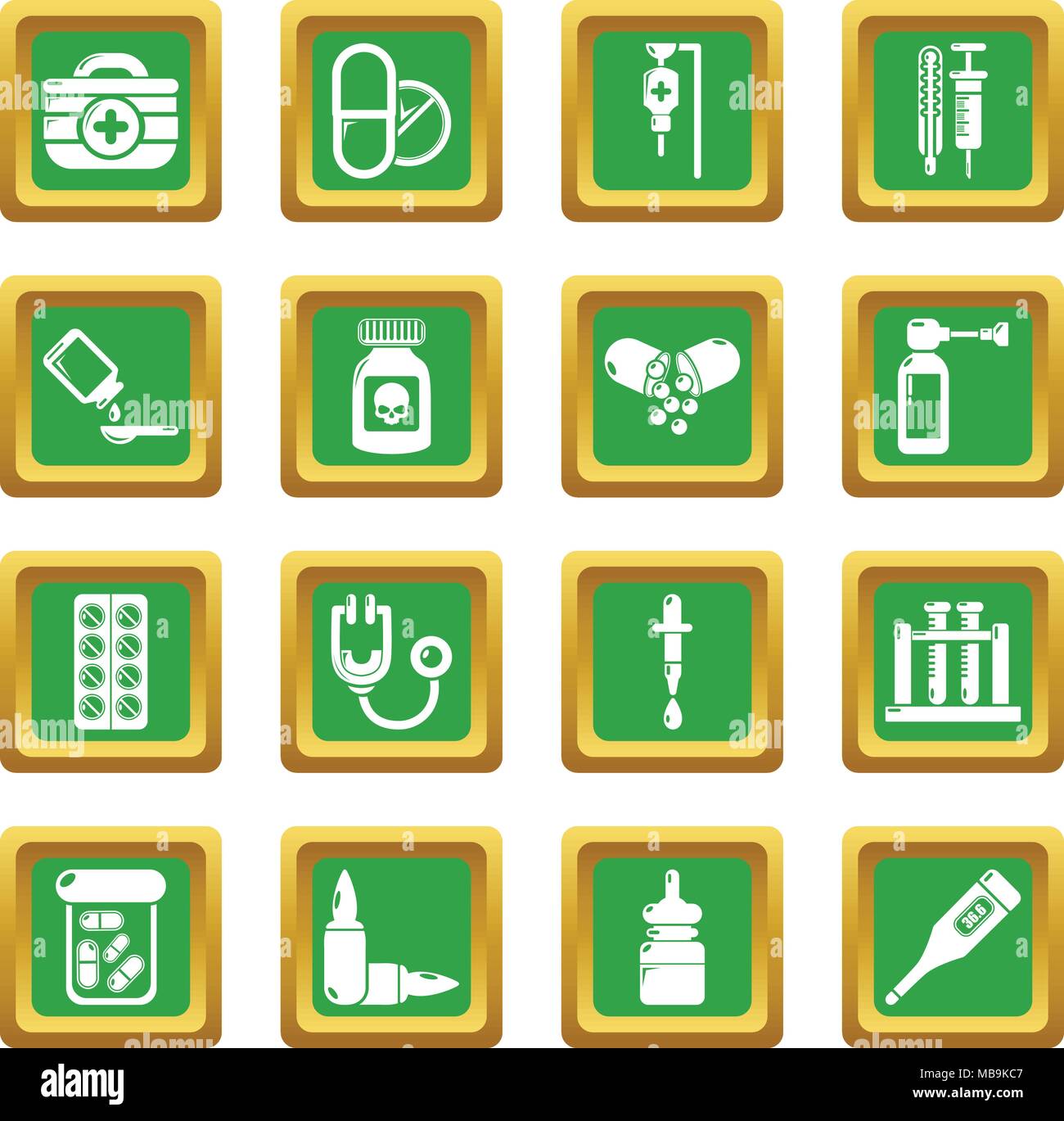 Drug medicine icons set green square vector Stock Vector Image & Art ...