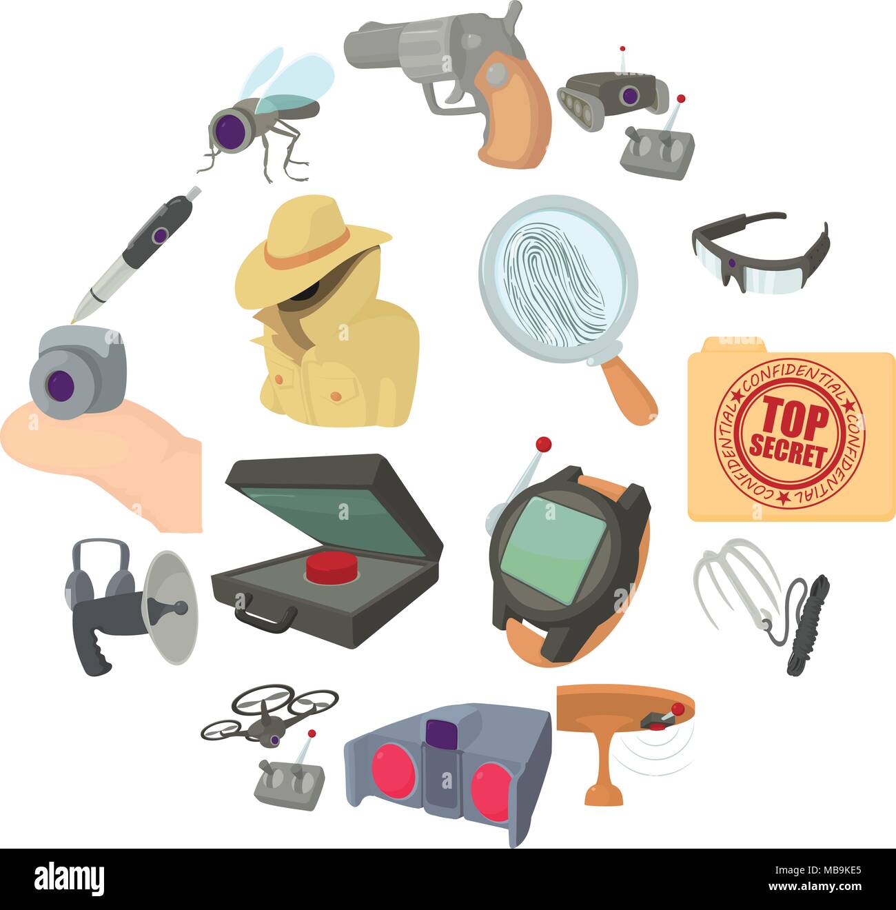 Spy and security icons set, cartoon style Stock Vector Image & Art - Alamy