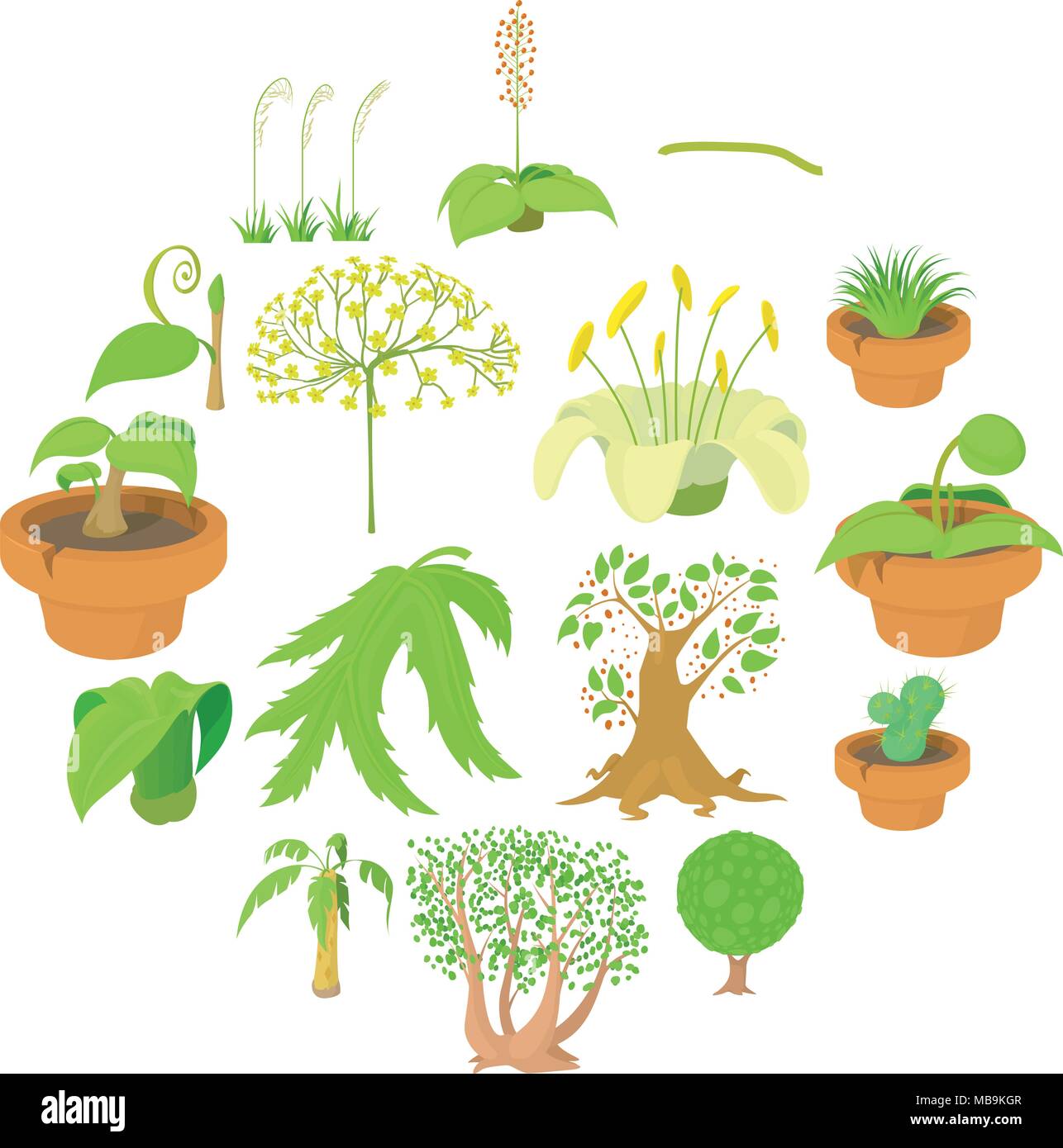Nature green symbols icons set, cartoon style Stock Vector Image & Art ...