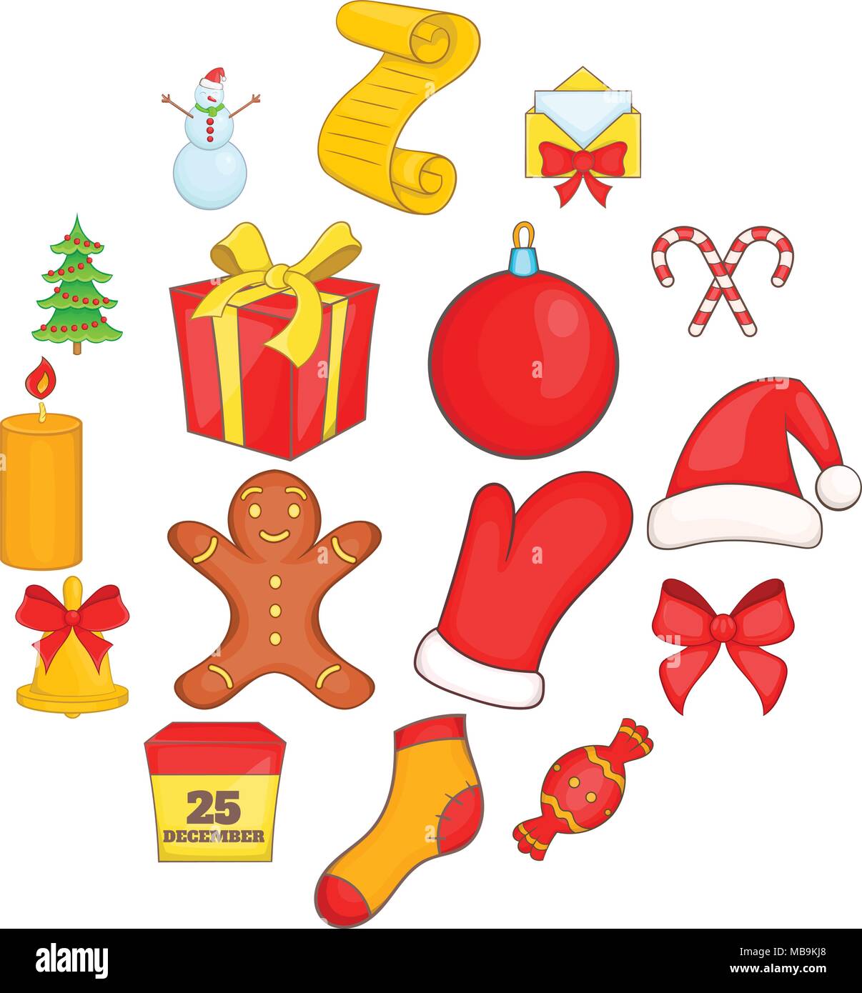 Christmas icons set in cartoon style Stock Vector Image & Art - Alamy
