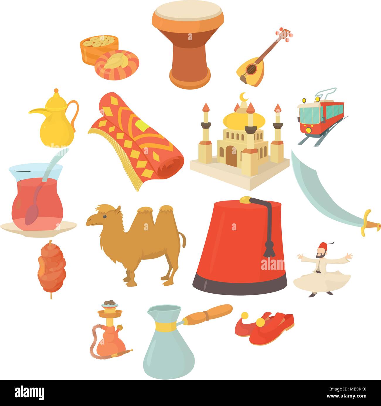 Turkey travel symbols icons set, cartoon style Stock Vector Image & Art ...