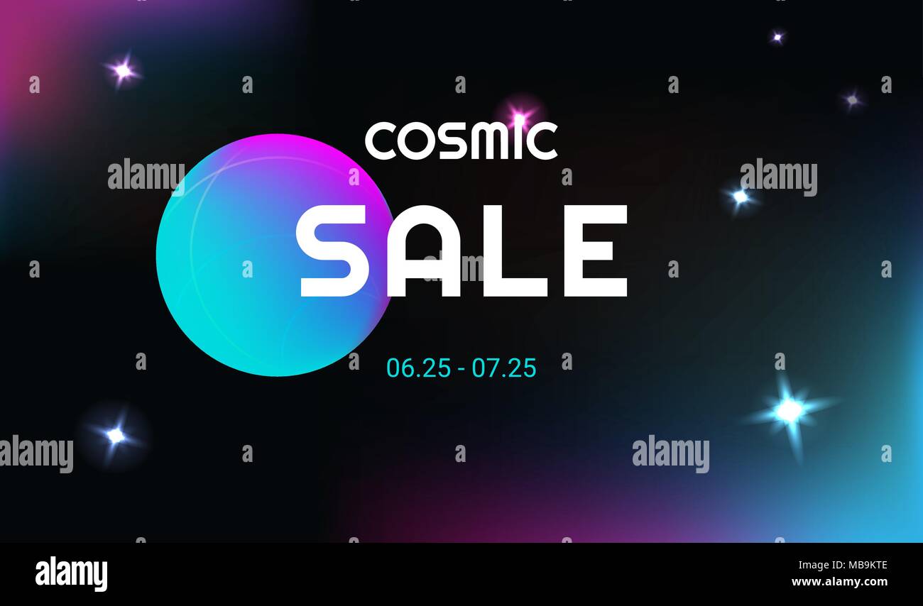Cosmic sale vector realistic and futuristic space background with ...