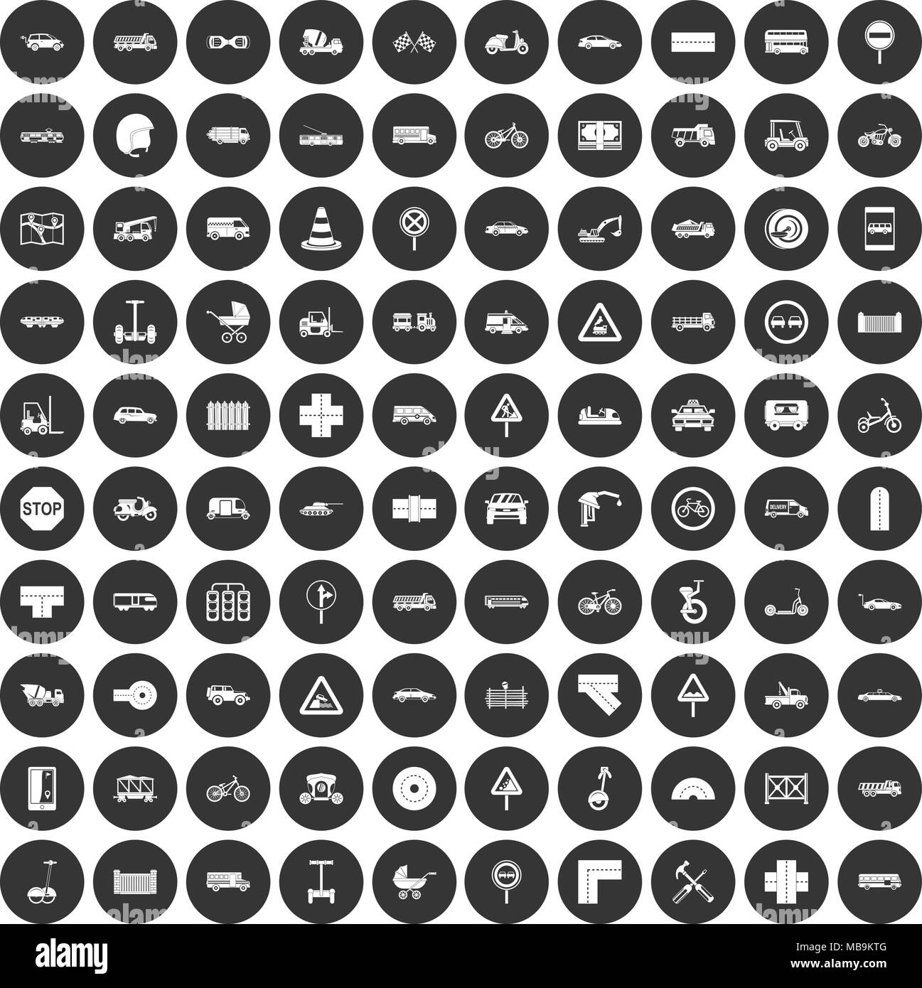 100 road icons set black circle Stock Vector Image & Art - Alamy