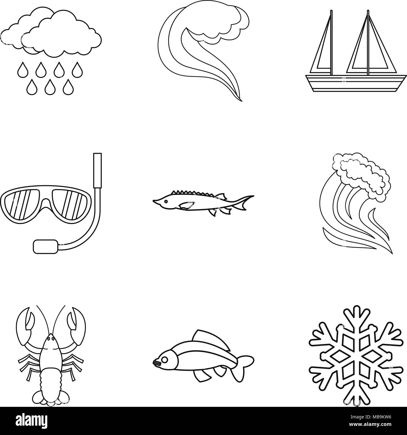 Catchment area icons set, outline style Stock Vector Image & Art - Alamy