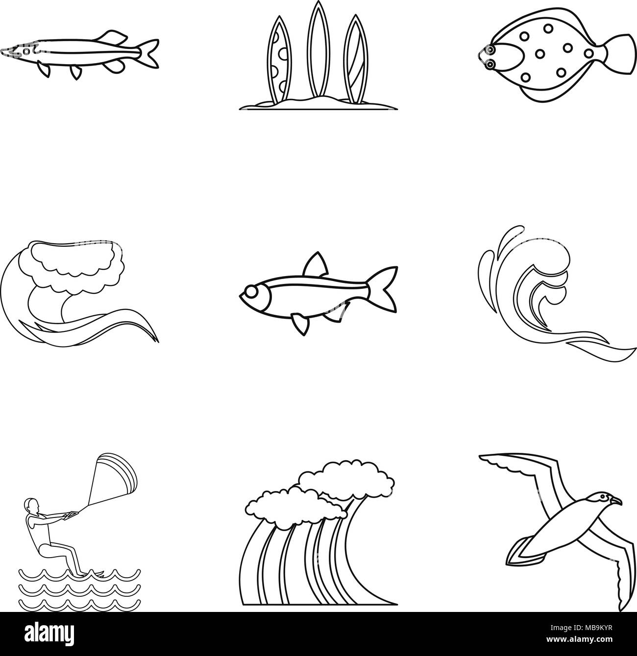Watershed icons set, outline style Stock Vector Image & Art - Alamy