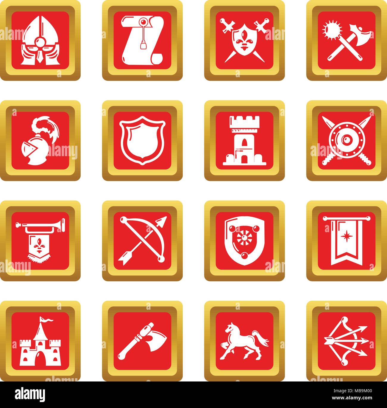 Knight medieval icons set red square vector Stock Vector Image & Art ...