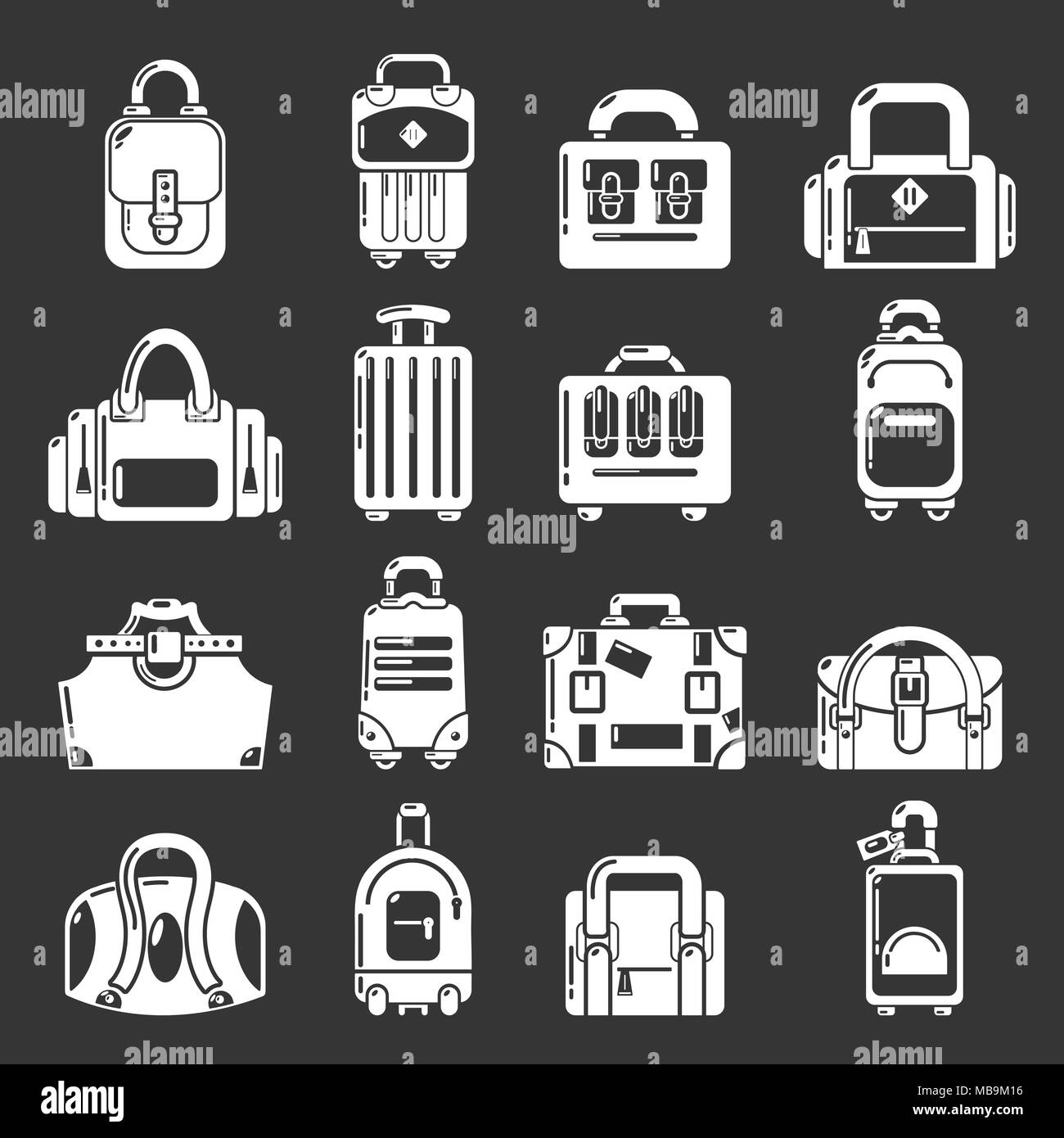 Bag baggage suitcase icons set grey vector Stock Vector Image & Art - Alamy