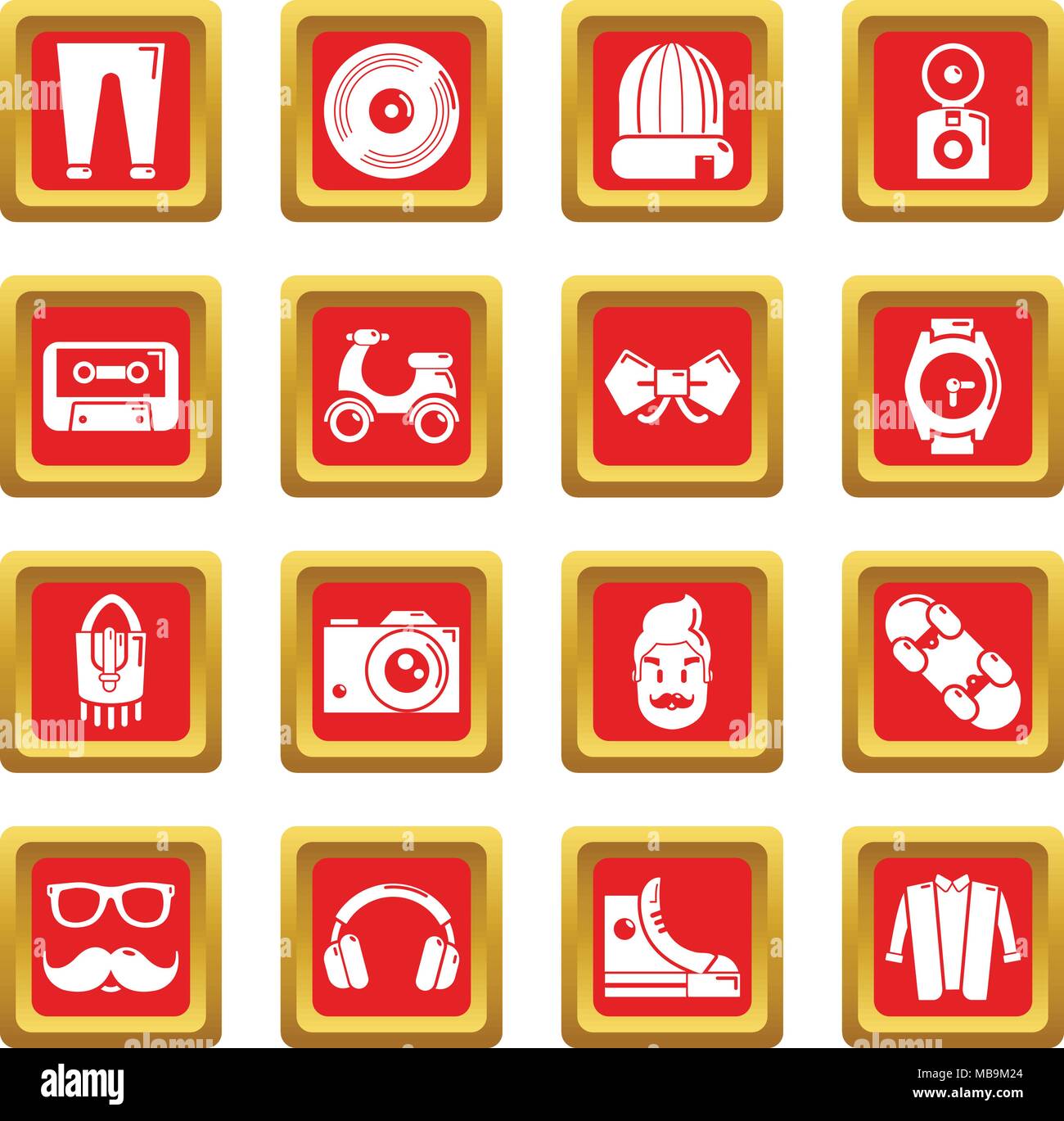 Hipster symbols icons set red square vector Stock Vector Image & Art ...