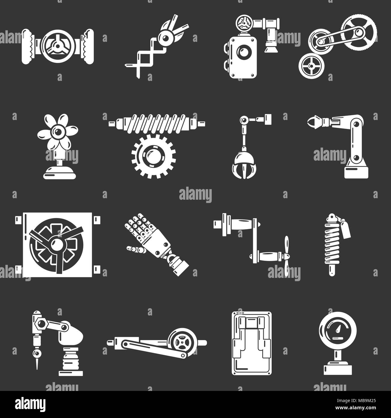 Technical mechanisms icons set grey vector Stock Vector Image & Art - Alamy