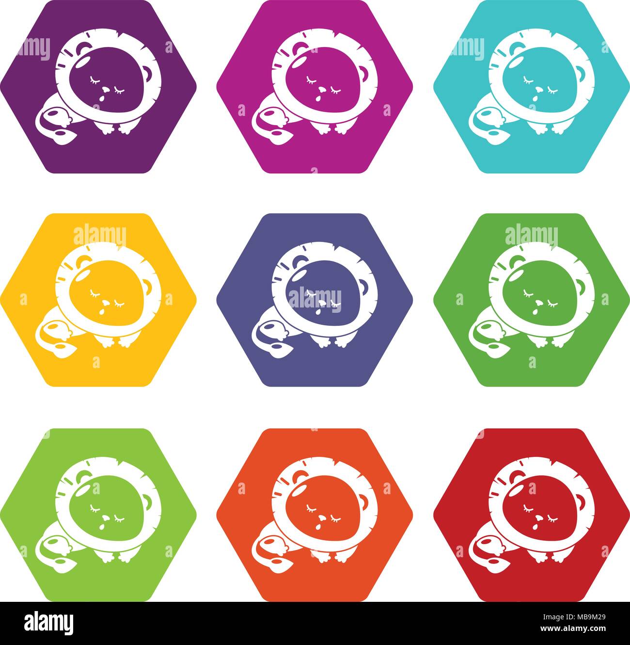 Sleeping lion icons set 9 vector Stock Vector Image & Art - Alamy