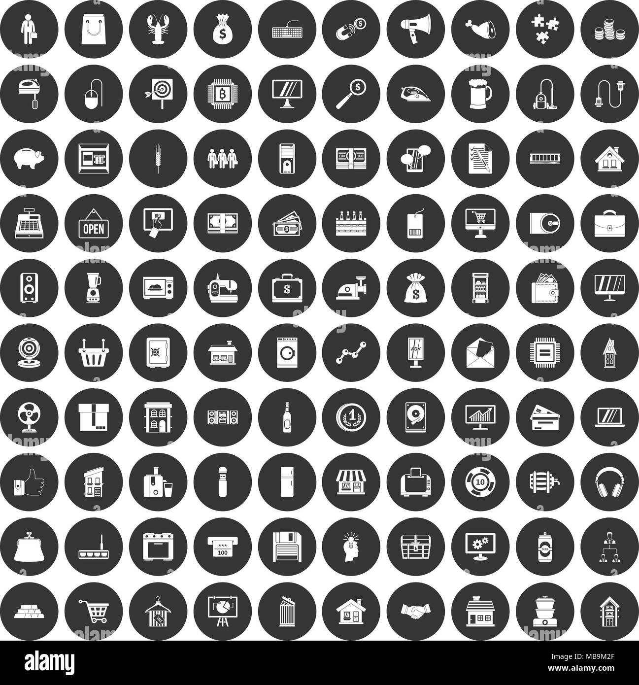 100 sales icons set black circle Stock Vector Image & Art - Alamy
