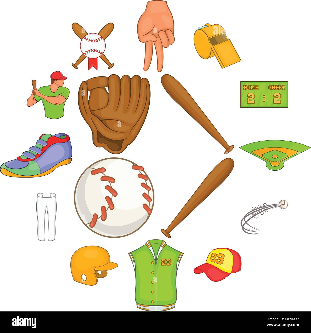 Baseball icons set, cartoon style Stock Vector Image & Art - Alamy
