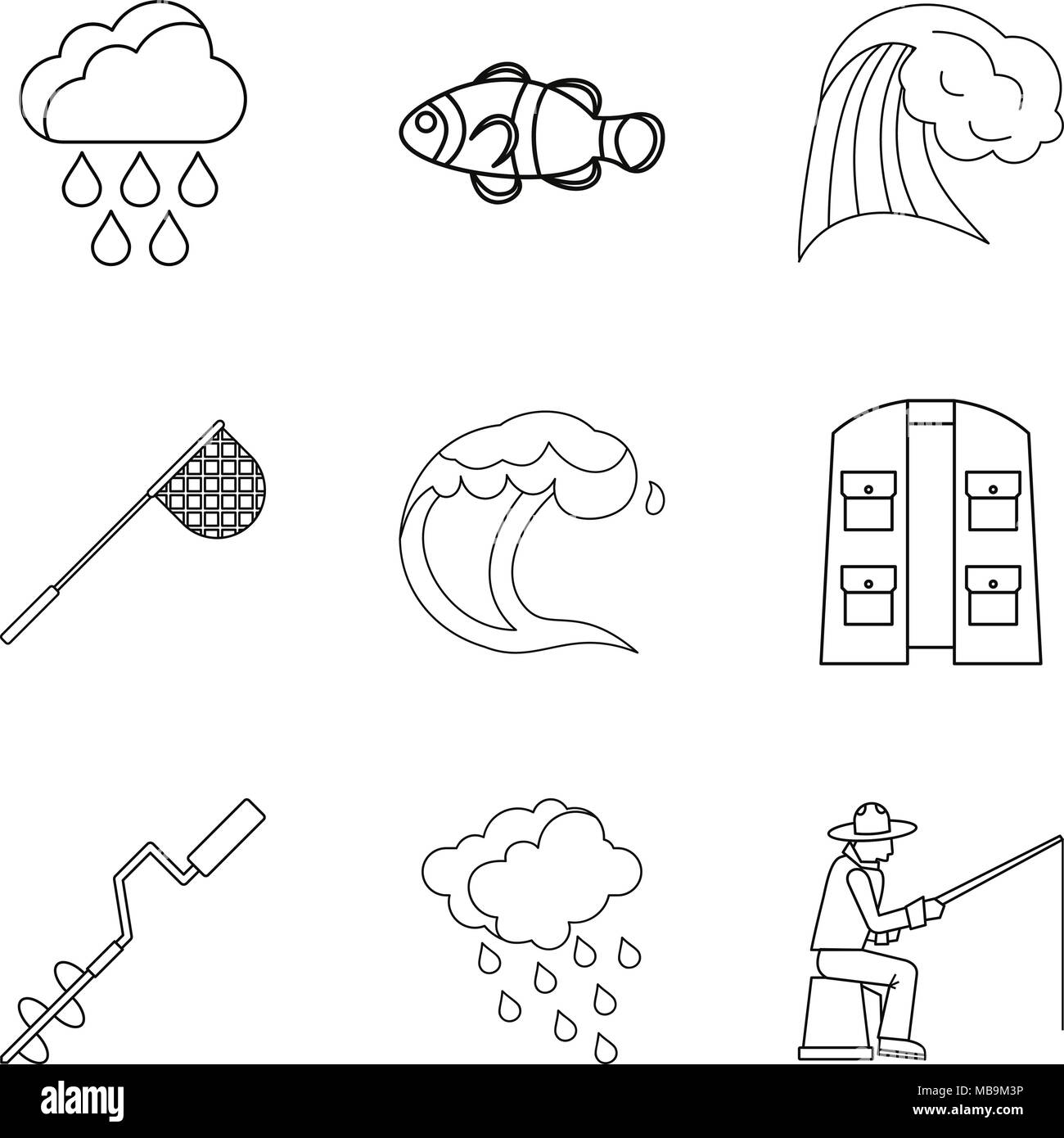 Effect of moisture icons set, outline style Stock Vector Image & Art ...