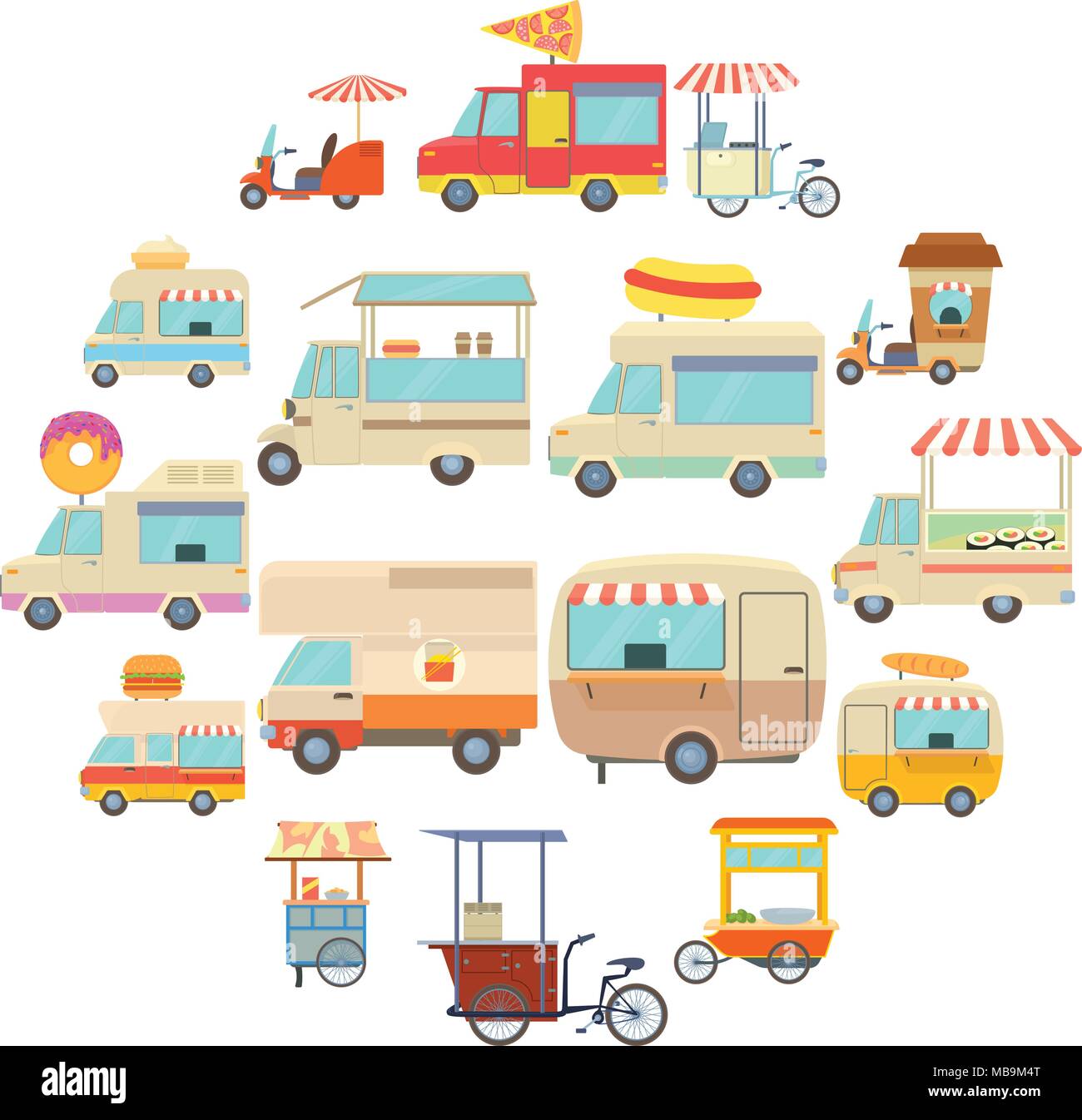 Street food vehicles icons set, cartoon style Stock Vector Image & Art ...