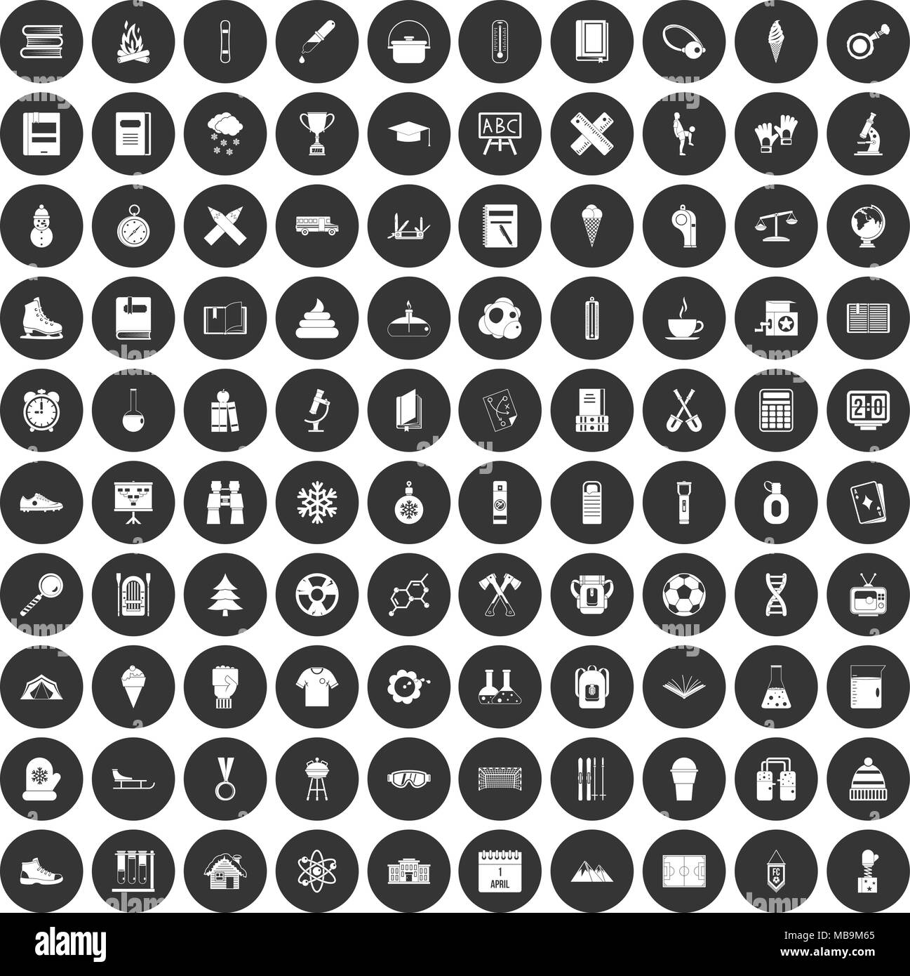 100 school years icons set black circle Stock Vector Image & Art - Alamy