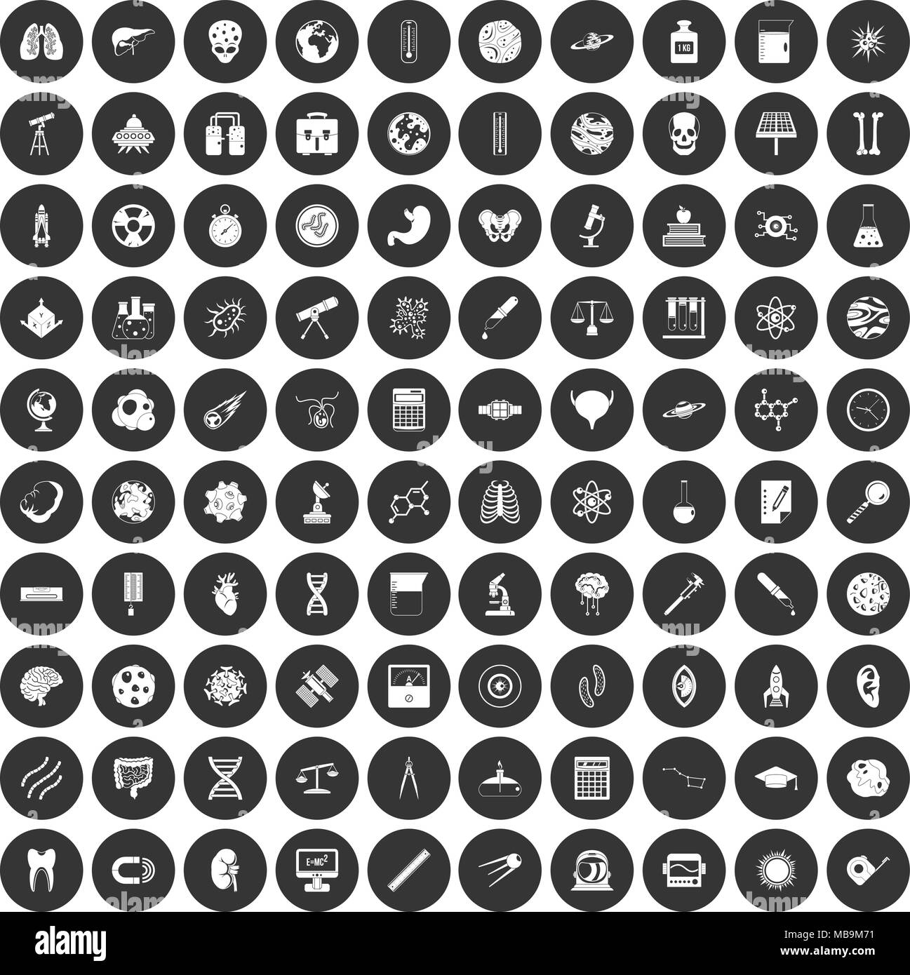 100 science icons set black circle Stock Vector Image & Art - Alamy