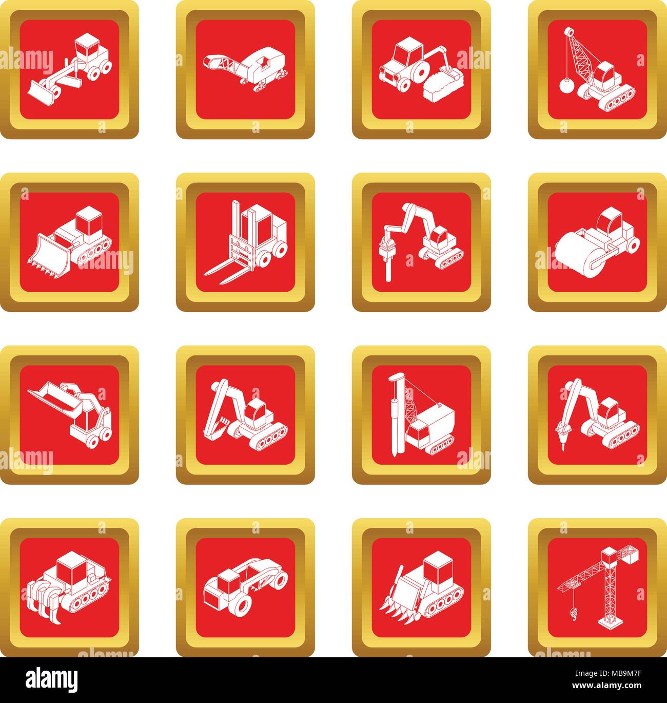 Building materials icons set red square vector Stock Vector Image & Art ...