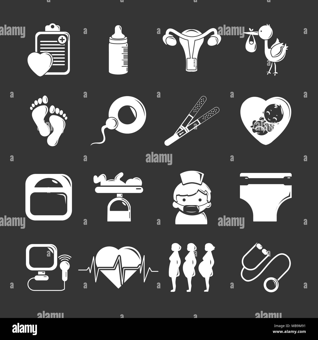 Pregnancy icons set grey vector Stock Vector Image & Art - Alamy
