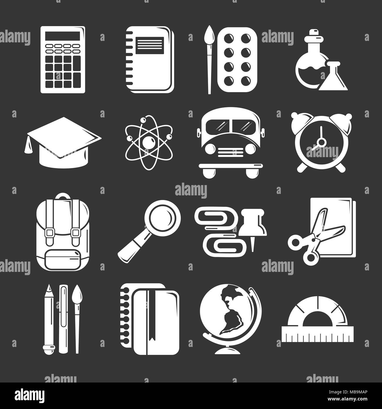 School education icons set grey vector Stock Vector Image & Art - Alamy