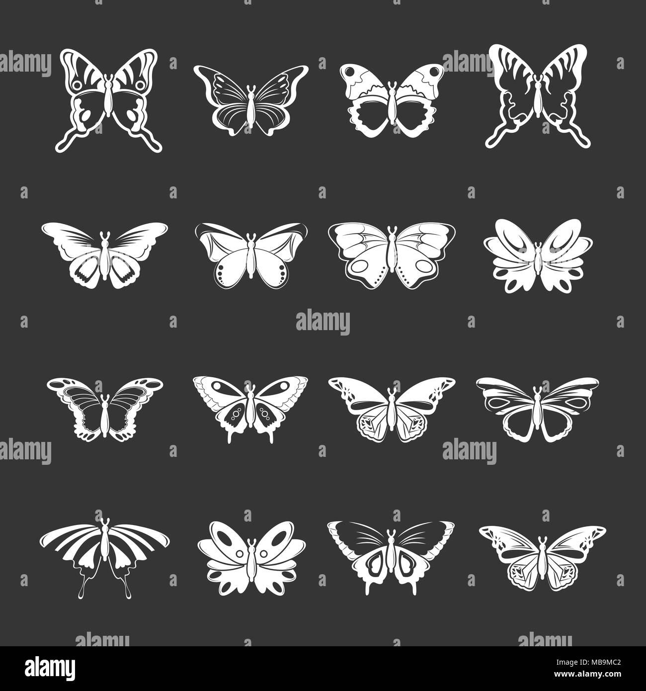 Butterfly collection icons set grey vector Stock Vector Image & Art - Alamy
