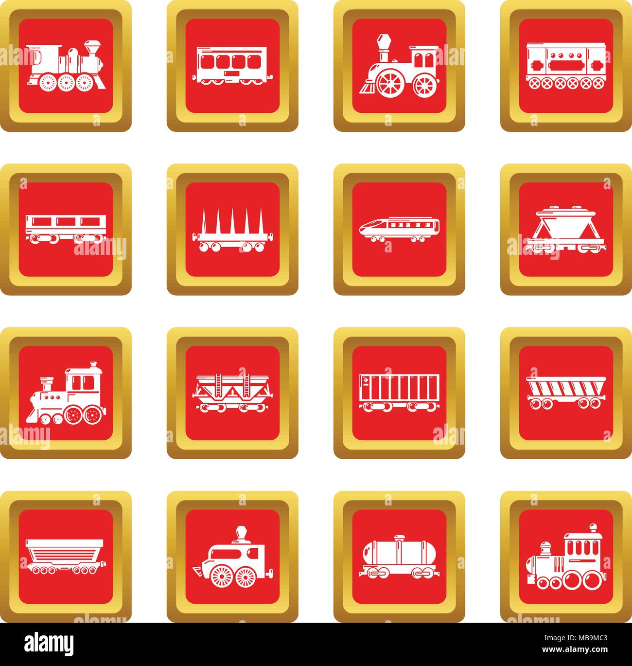 Railway carriage icons set red square vector Stock Vector Image & Art ...