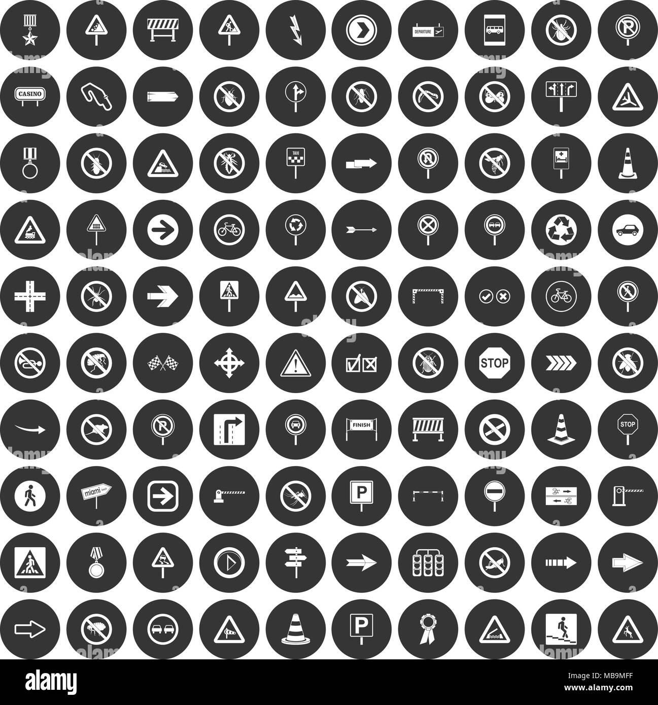 100 road signs icons set black circle Stock Vector Image & Art - Alamy