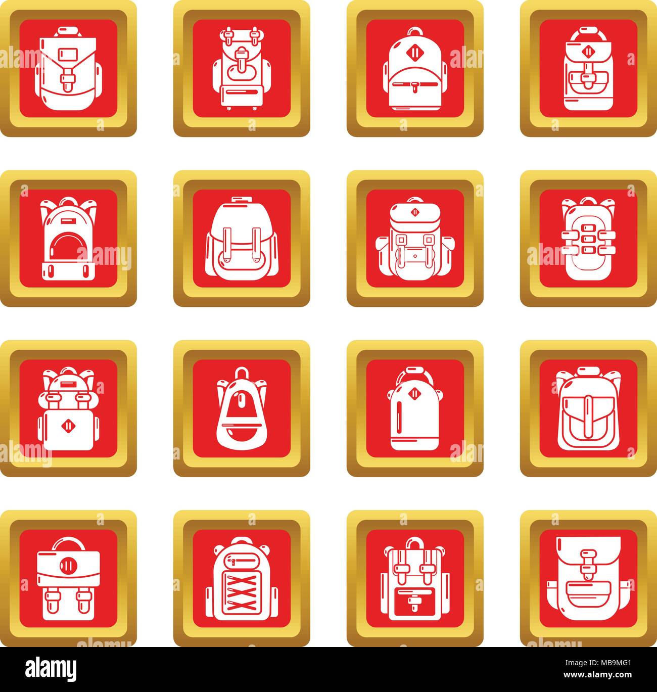 Backpack icons set red square vector Stock Vector Image & Art - Alamy