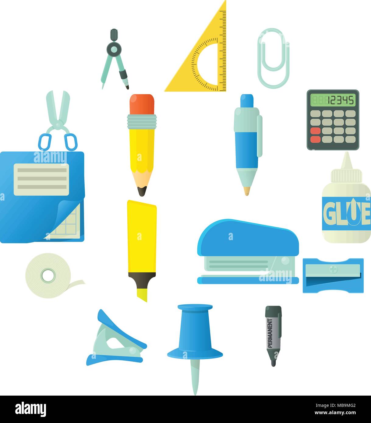 Stationery icons set, cartoon style Stock Vector Image & Art - Alamy